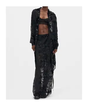 ANN DEMEULEMEESTER Scoop Neck Cropped Top With Tulle Hem