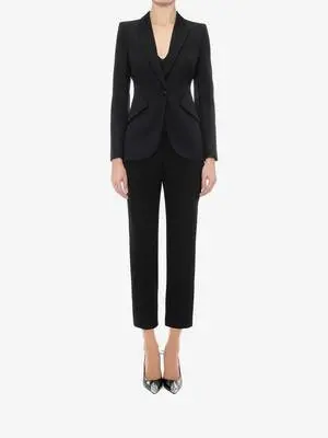 Alexander McQueen Cropped Cigarette Trousers - Black