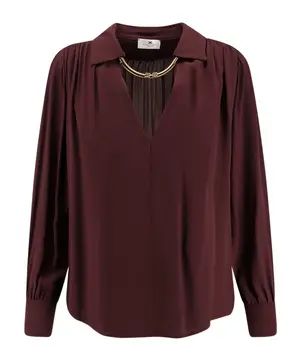 Elisabetta Franchi Jewel Embellished V-neck Blouse - Black