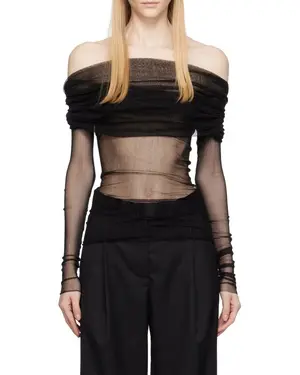 Christopher Esber Off-shoulder Sheer Mesh Top