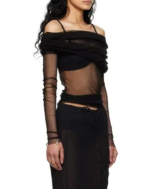 Christopher Esber Off-shoulder Sheer Mesh Top