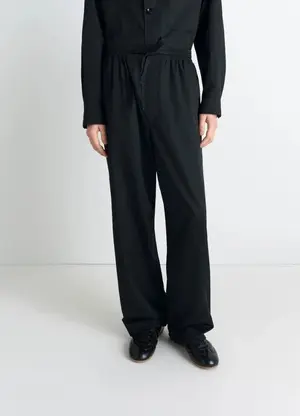 LEMAIRE Straight-leg Drawstring Trousers - Black