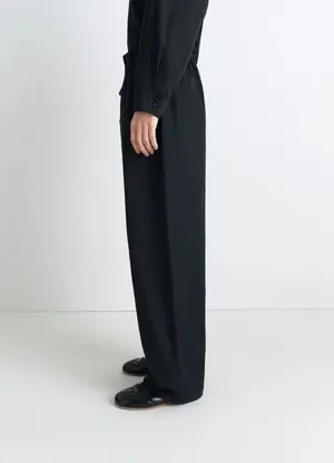 LEMAIRE Straight-leg Drawstring Trousers - Black