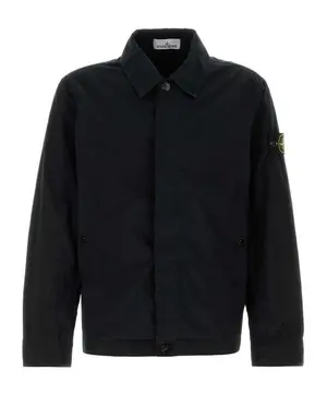 Stone Island Logo Patch Hooded Jacket - Black