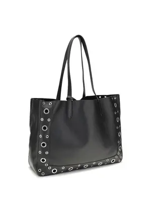 Valentino Garavani Vlogo Plaque Large Tote Bag - Black
