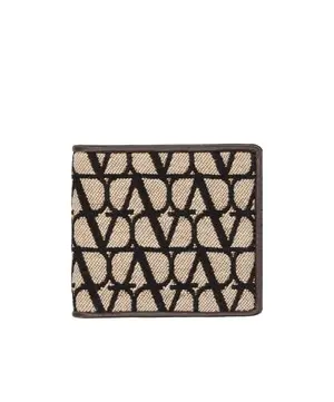 Valentino Garavani All-over Logo Patterned Bi-fold Wallet - Black