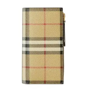 Burberry Checked Zip-up Wallet - Nude