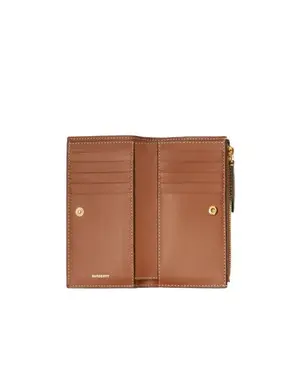 Burberry Checked Zip-up Wallet - Nude