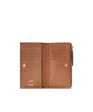 Burberry Checked Zip-up Wallet - Nude