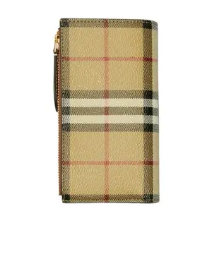 Burberry Checked Zip-up Wallet - Nude