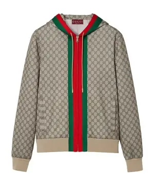 Gucci Monogrammed Zip-up Jacket - Beige/ebony
