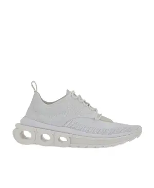 FERRAGAMO Gancini Plaque Lace-up Sneakers - Gray