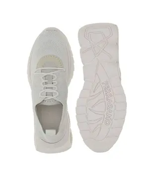 FERRAGAMO Gancini Plaque Lace-up Sneakers - Gray