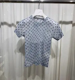 MAISON MARGIELA Sheer Printed Short Sleeve Top
