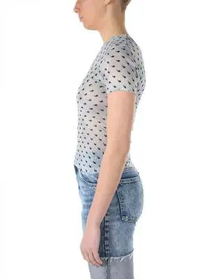 MAISON MARGIELA Sheer Printed Short Sleeve Top