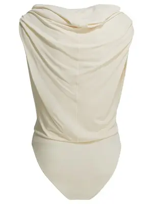 Alaïa Sleeveless V-neck Bodysuit With Pleated Waist - White