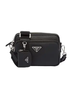Prada Triangle Logo Shoulder Bag - Black