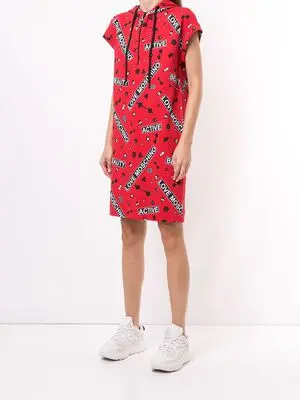 Moschino Classic Printed Hooded Mini Dress