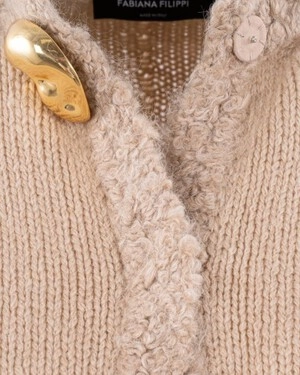 Fabiana Filippi Crew Neck Cardigan With Plush Trims