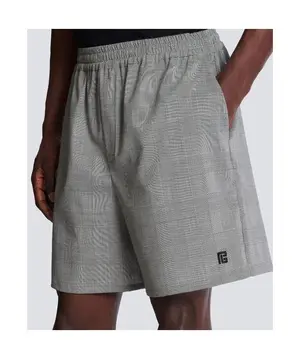 Balmain Prince Of Wales Satin Relaxed Shorts - Black