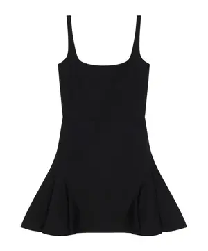 Givenchy Square Neck Fluted Mini Dress - Black