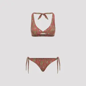 Etro Paisley Foliage Motif Halterneck Bikini