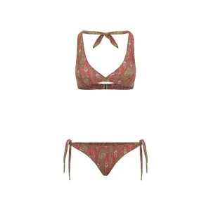 Etro Paisley Foliage Motif Halterneck Bikini