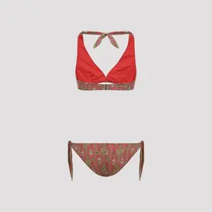 Etro Paisley Foliage Motif Halterneck Bikini