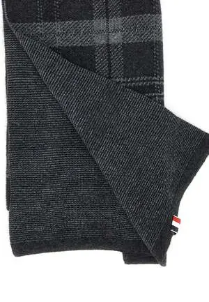 Thom Browne Check-pattern Knitted Scarf