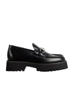 Gucci Horsebit Slip-on Loafers With Embossed Sole - Black