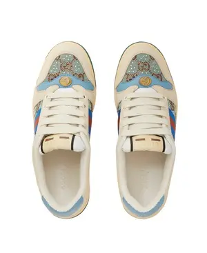 Gucci Crystal-embellished Gg Screener Sneakers - Nude