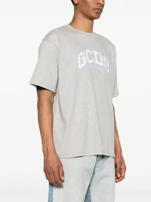 Gcds Logo Embroidered Crewneck T-shirt - Gray