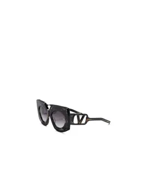 Valentino Garavani Full Rim Logo Sunglasses - Black