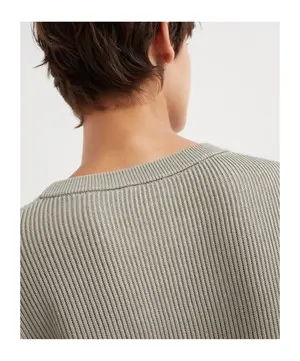 Brunello Cucinelli Ribbed Cotton Jumper With Embroidered Back Collar