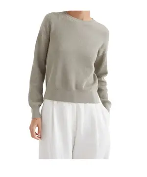 Brunello Cucinelli Ribbed Cotton Jumper With Embroidered Back Collar