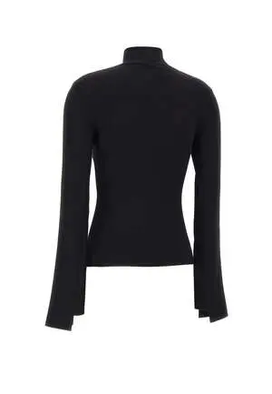 COURREGES High Neck Long Sleeve Sweater - Black