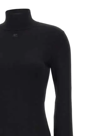 COURREGES High Neck Long Sleeve Sweater - Black