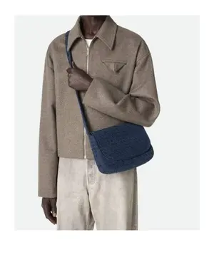 Bottega Veneta Intrecciato Suede Messenger Bag - Neptune