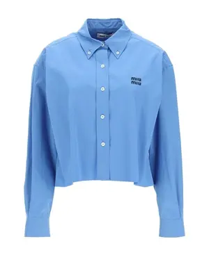 Miu Miu Logo Embroidered Buttoned Shirt