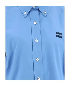 Miu Miu Logo Embroidered Buttoned Shirt