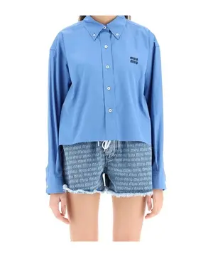 Miu Miu Logo Embroidered Buttoned Shirt