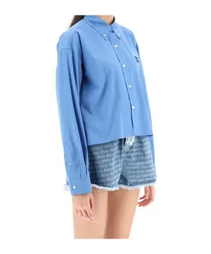 Miu Miu Logo Embroidered Buttoned Shirt