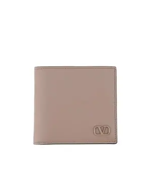 Valentino Garavani Vlogo Plaque Bi-fold Wallet - Nude