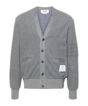 Thom Browne V-neck Cotton Cardigan With Button Opening