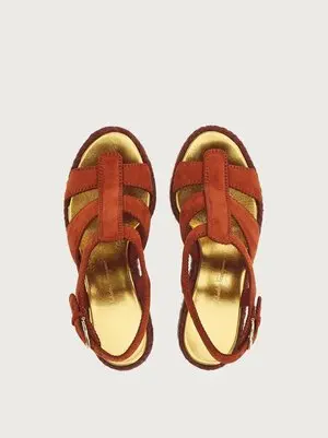FERRAGAMO Ankle Strap Wedge Espadrilles