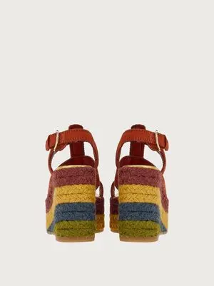 FERRAGAMO Ankle Strap Wedge Espadrilles