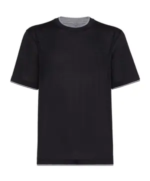 Brunello Cucinelli Double Layer Crewneck T-shirt - Black