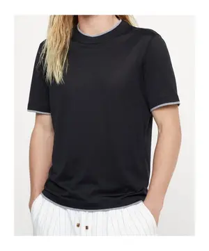 Brunello Cucinelli Double Layer Crewneck T-shirt - Black