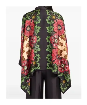 La DoubleJ Printed Silk Mandarin Collar Coat