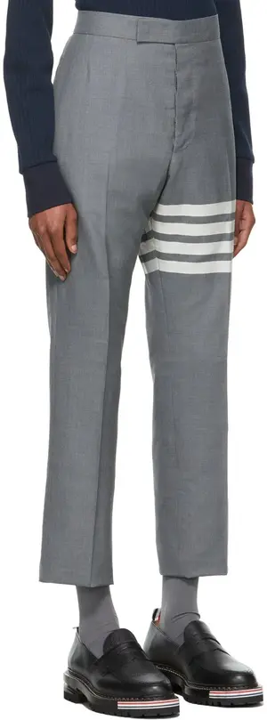 Thom Browne 4-bar Striped Wool Trousers - Medium Gray